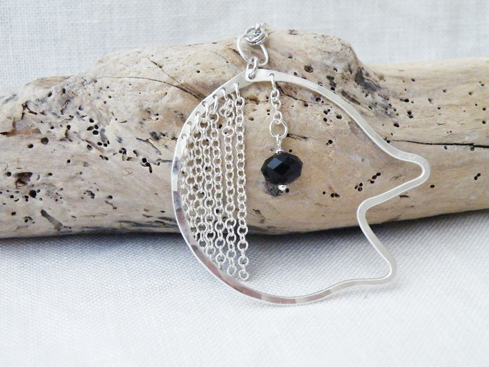 Face Necklace Fine Silver Forged Shape Minimalist Figurative Jewelry By Steamylab on Luulla